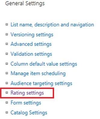 Enable Ratings in SharePoint List/Library